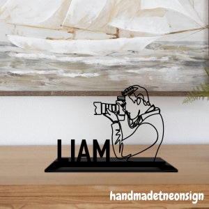 Custom Photographer Table Decor, Photographer Metal Shelf Decor Home ...