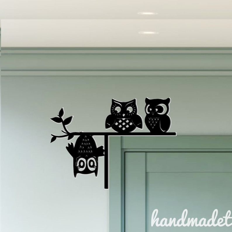 Personalized Owl Bird Door Corner Sign, Cute Owl Metal Door Topper ...
