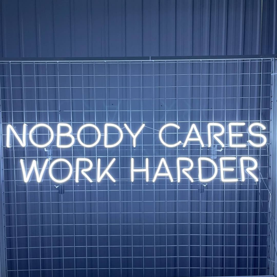Nobody Cares Work Harder Neon Sign, Motivation Neon Sign, Wall Decor ...