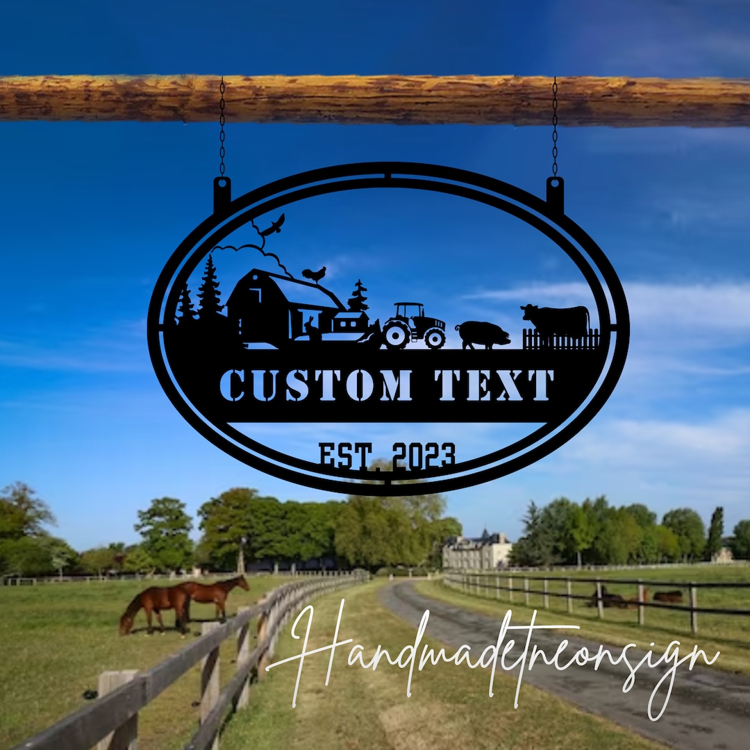 Custom Outdoor Welcome to My Farm Hanging Metal Sign -personalized Farm ...