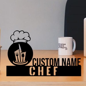 Custom Chef Desk Name Plate, Chef Metal Nameplate for Desk, Desk ...