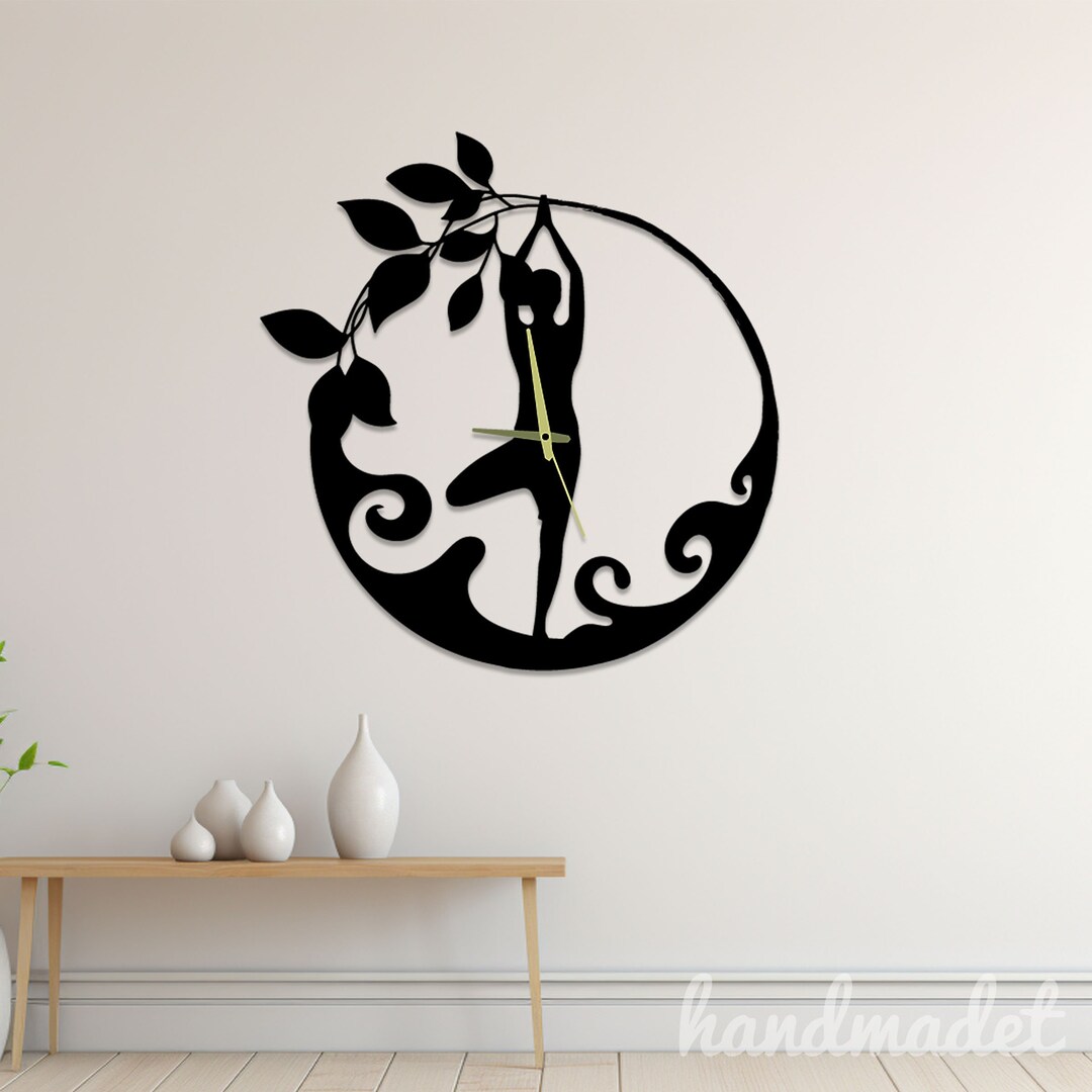 Yoga Wall Clock Unique, Yoga Pose Round Wall Clock, Yoga Oversize Wall ...