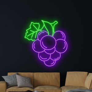 Grape Neon Sign, Grapes Led Sign, Grape Fruit Neon Light, Fruit Led ...