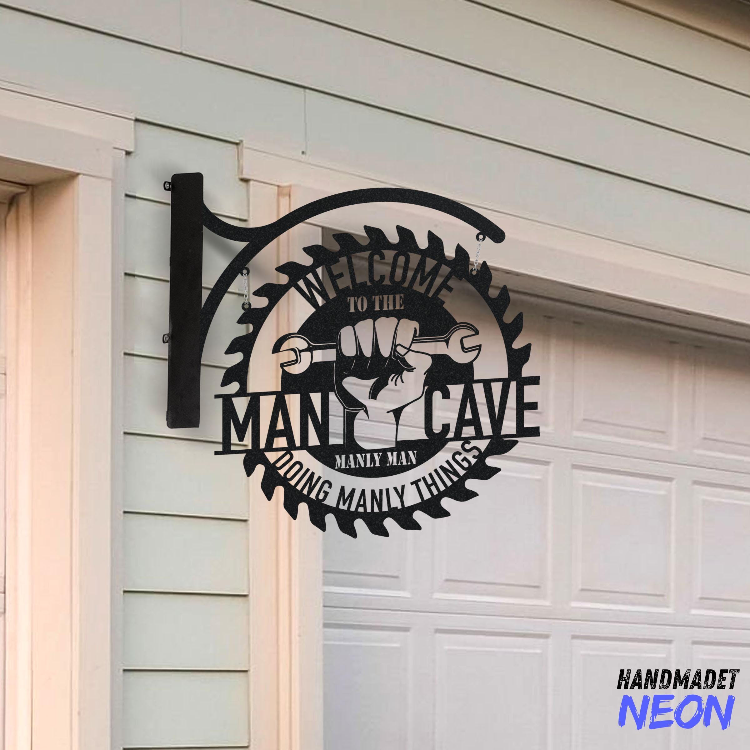 Personalized Man Cave Garage Hanging Sign, Garage Mechanic Outdoor ...