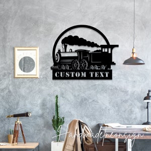 Custom Locomotive Train Metal Wall Art With LED Light - Personalized ...
