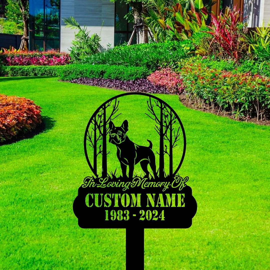 Custom Outdoor French Bulldog Metal Sign With Stakes - Personalized ...