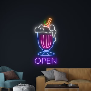 Milkshake Open Neon Led Sign, Open Milkshake Neon Sign, Milkshakes Neon ...