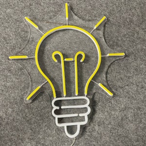 Custom Bright Lightbulb Neon Sign, Lamp Light Bulb Neon Light, Glowing ...