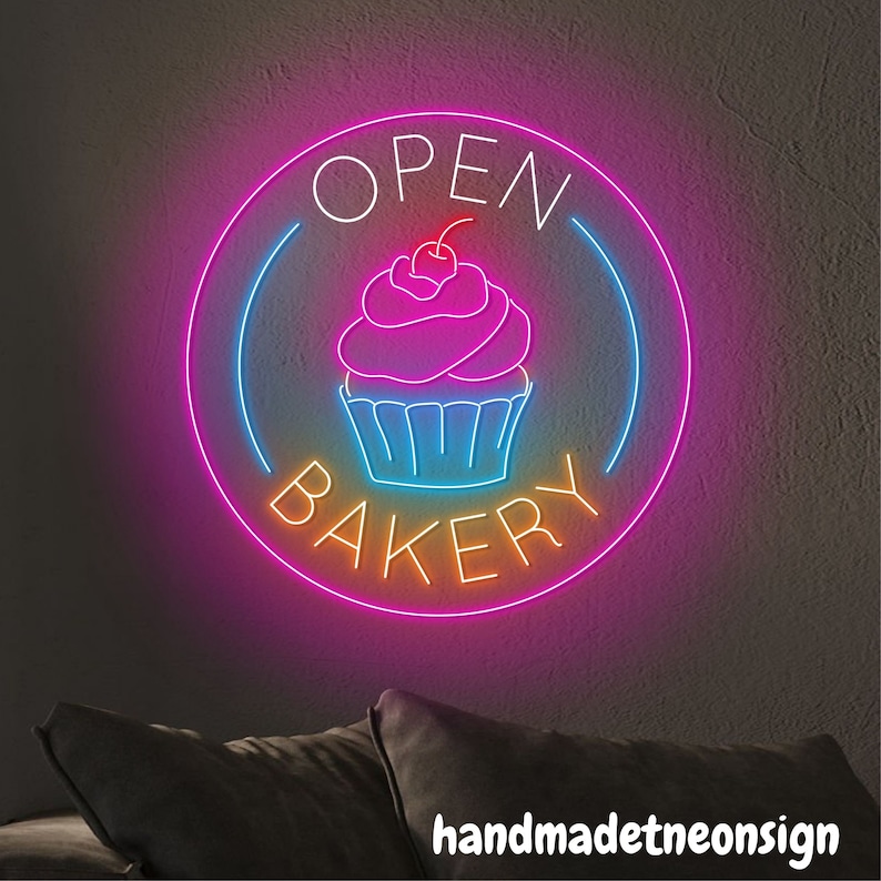 Open Bakery Neon Sign, Cupcake Open Led Sign, Cupcake Neon Light ...