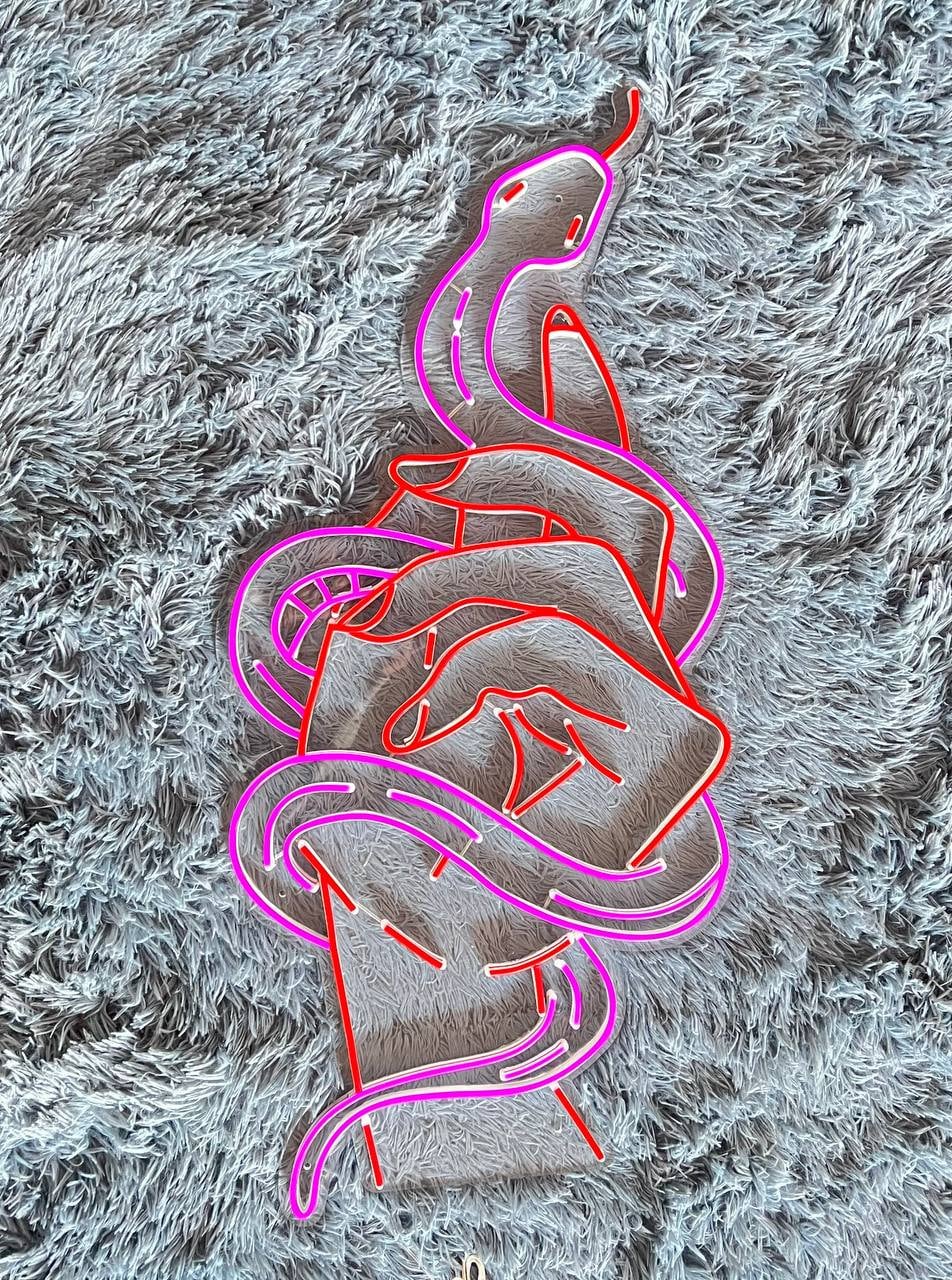Hand With Snake Led Sign Hand With Snake Neon Sign Wall - Etsy