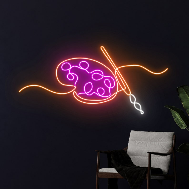 Art Gallery Led Sign, Palette Neon Light, Paintbrush Neon Sign, Studio ...