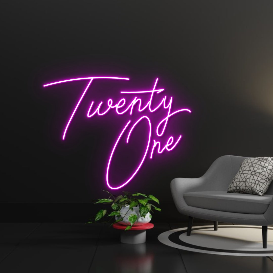 Twenty One Birthday Decorations for Her Gifts, Custom LED Neon Sign ...