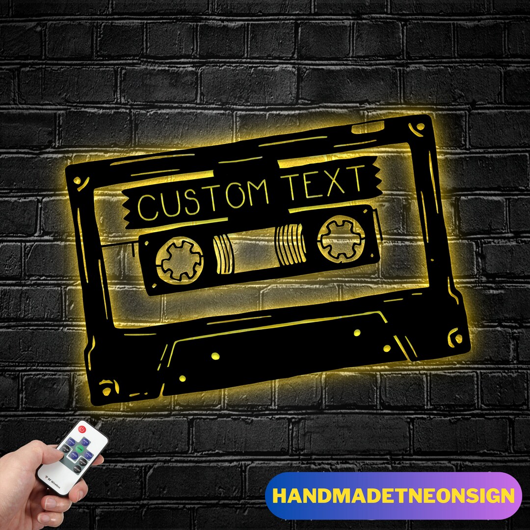 Custom Cassette Tape Metal Wall Art LED Light - Personalized Recorder ...