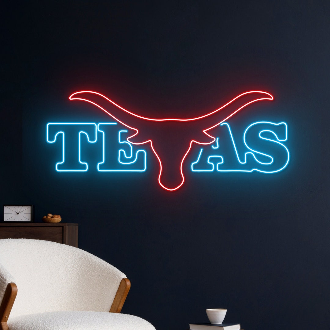 Texas Bull Skull Neon Sign, Longhorn Bull Head Led Light, Western Bull ...