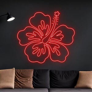 Custom Hibiscus Flower Neon Sign, Hawaiian Flower LED Light, Hawaii ...
