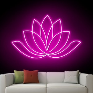 Lotus Neon Wall Sign, Flower Led Wall Sign, Floral Neon Wall Light ...