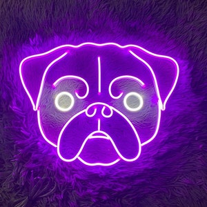 Pug Neon Sign,animal Neon Sign,led Neon Sign,cute Neon Sign,neon Wall ...