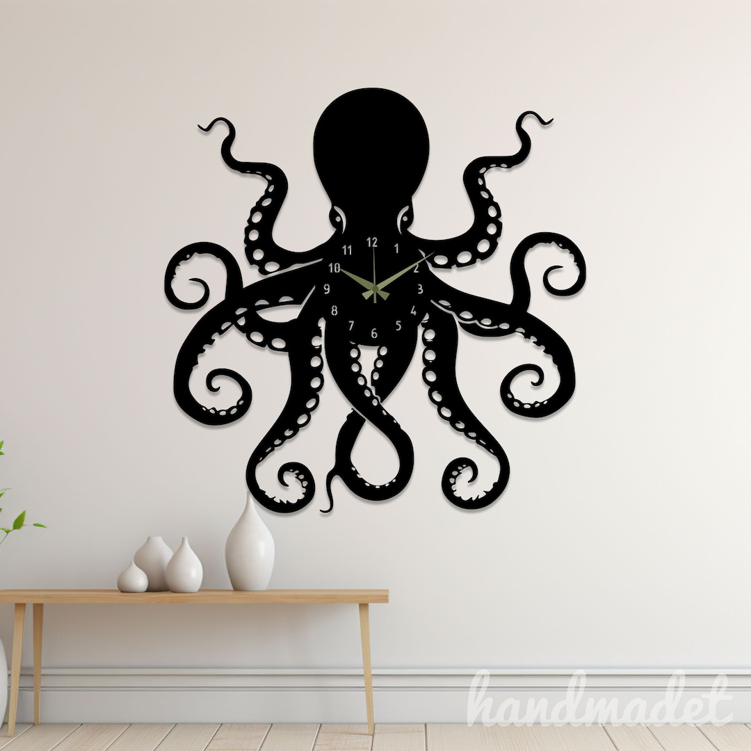 Custom Octopus Wall Clock Unique, Year Date Round Wall Clock, Text ...