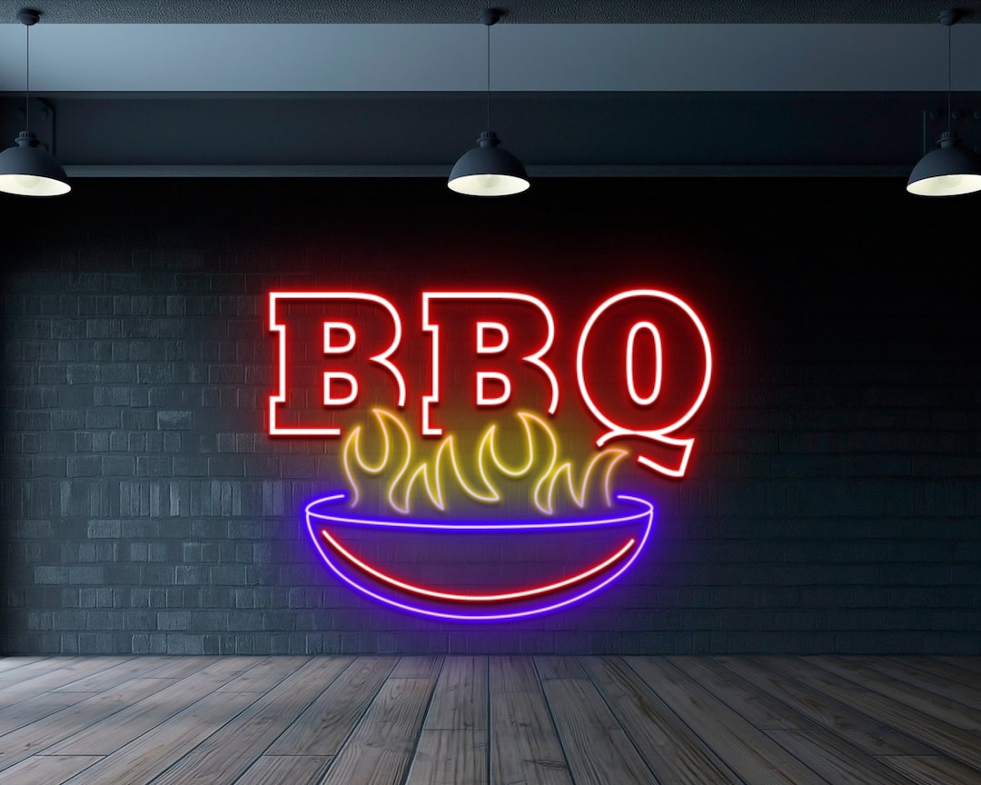 BBQ Neon Sign, BBQ Party Neon Sign, Custom Neon, Sign for Bar Home Room ...