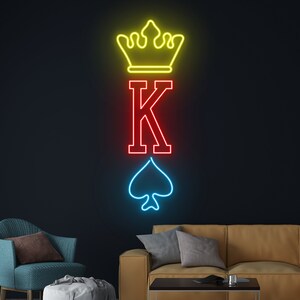 King Crown Neon Sign, Crown King Led Sign, K Crown Led Light, Royal ...