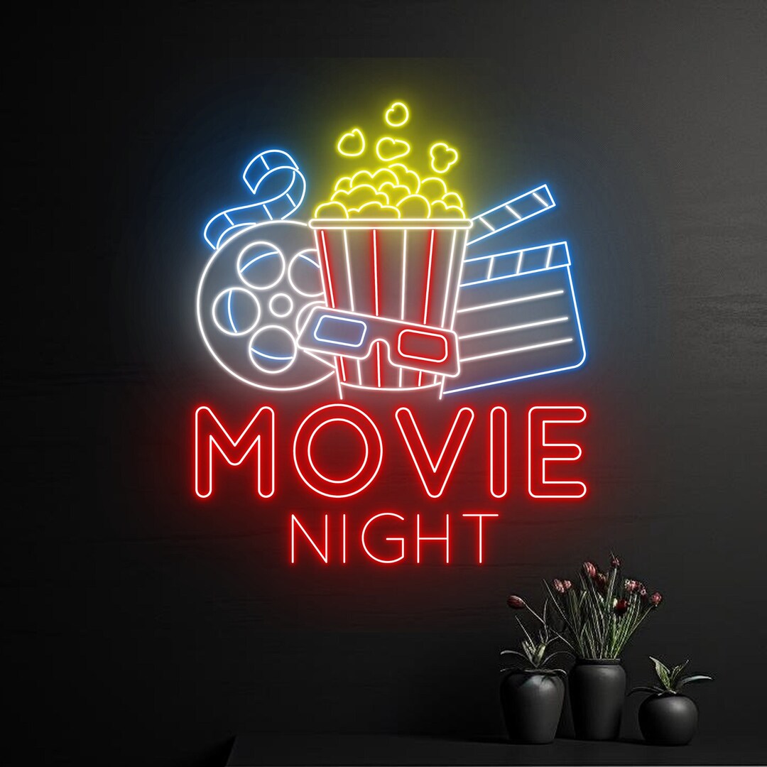 Movie Night Neon Sign, Movie Night Neon Light, Movie Night Led Light ...
