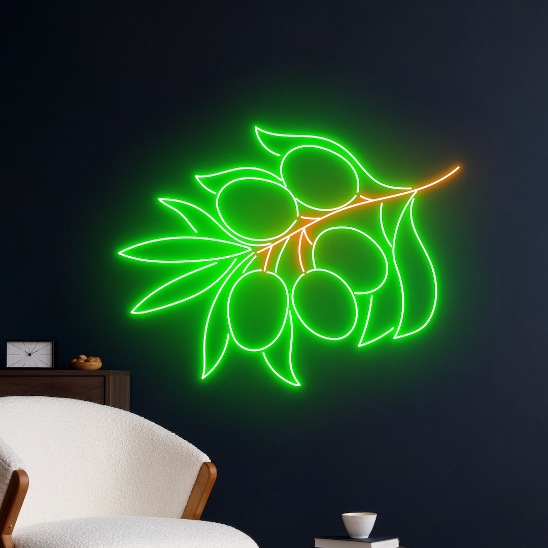 Olive Neon Sign, Olive Tree Led Sign, Olive Fruit Neon Light, Olive ...
