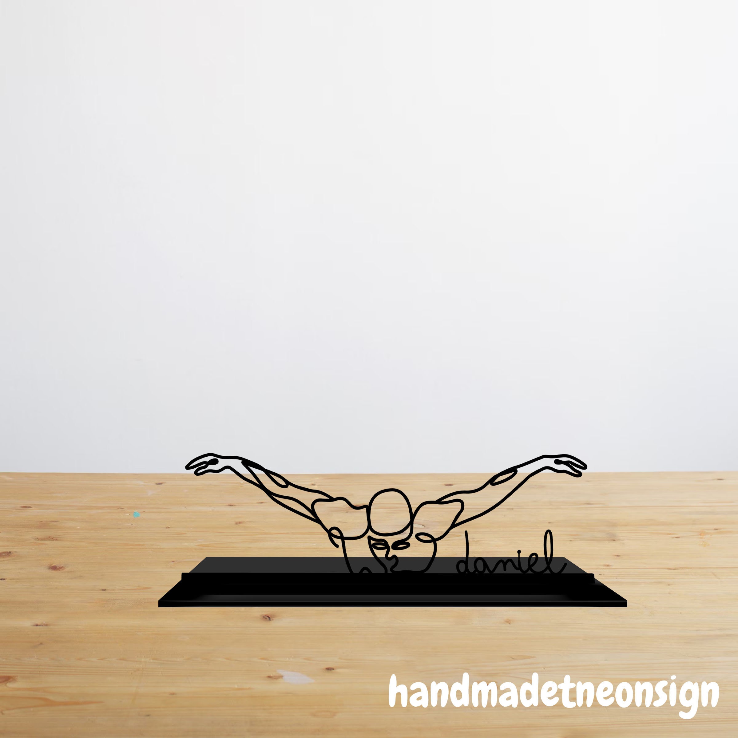 Custom Swimmer Line Art Table Decor, Swimming Metal Shelf Decor Home ...