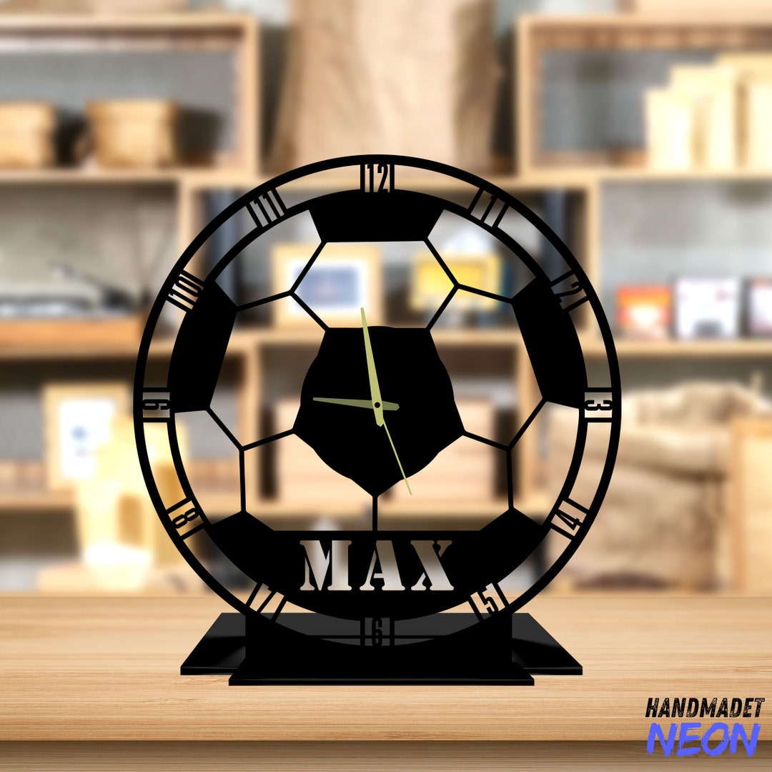 Custom Soccer Ball Tabletop Metal Clock, Soccer Office Desktop Clock ...