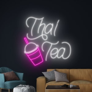 Thai Tea Neon Sign, Thai Tea Neon Light, Milk Tea Led Sign, Tea Drink ...