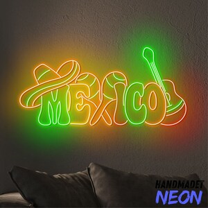 Mexico Neon Sign, Mexico Sombrero Hat Led Sign, Fiesta Mexico Neon ...