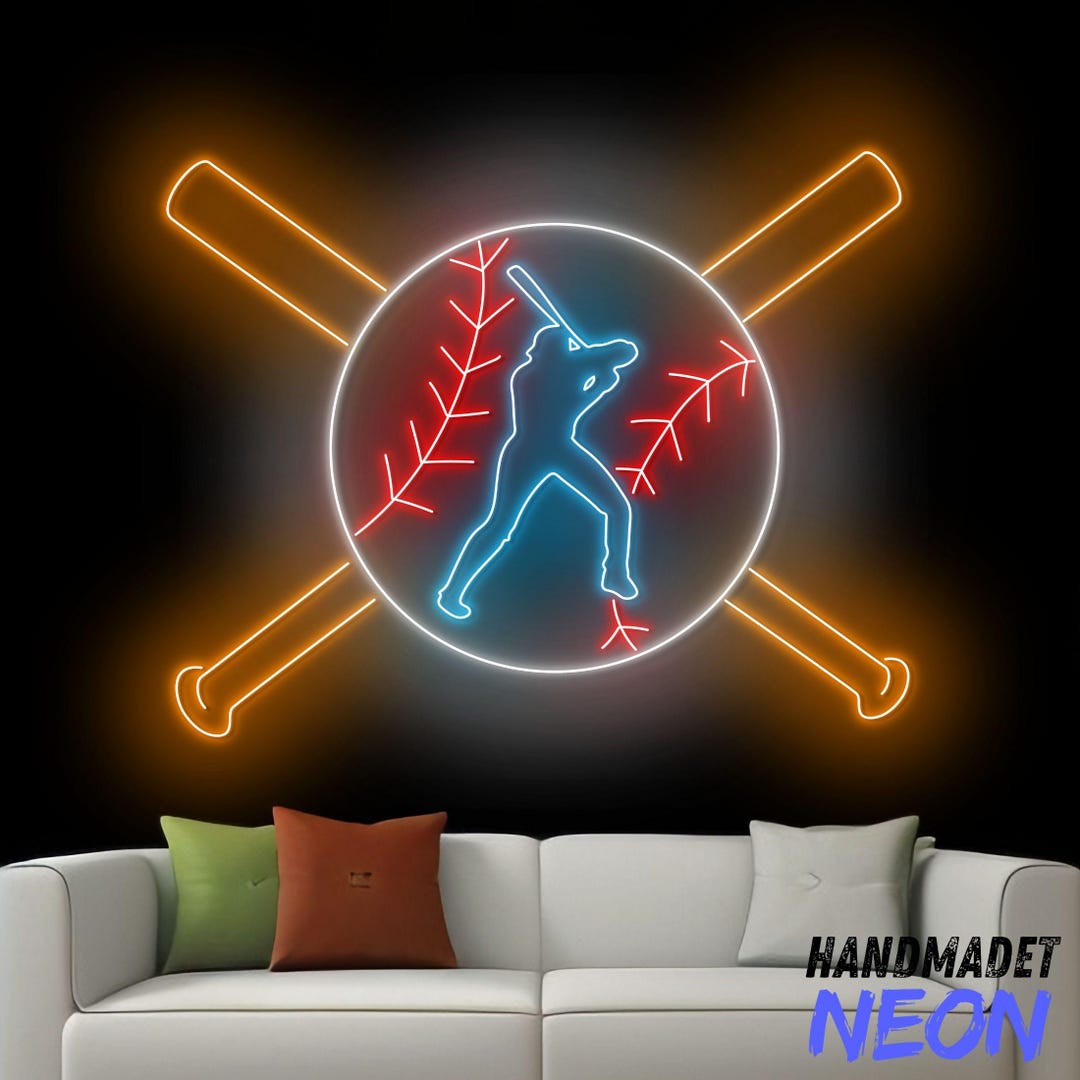 Baseball Neon Sign, Baseball Ball Led Sign, Baseball Bat Neon Light ...