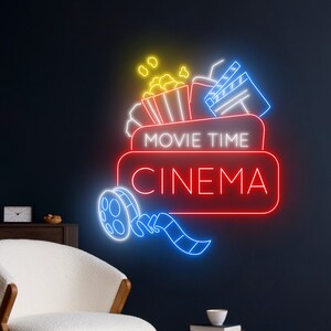 Custom Cinema Movie Time Neon Light, Movie Theater Led Sign, Cinema ...
