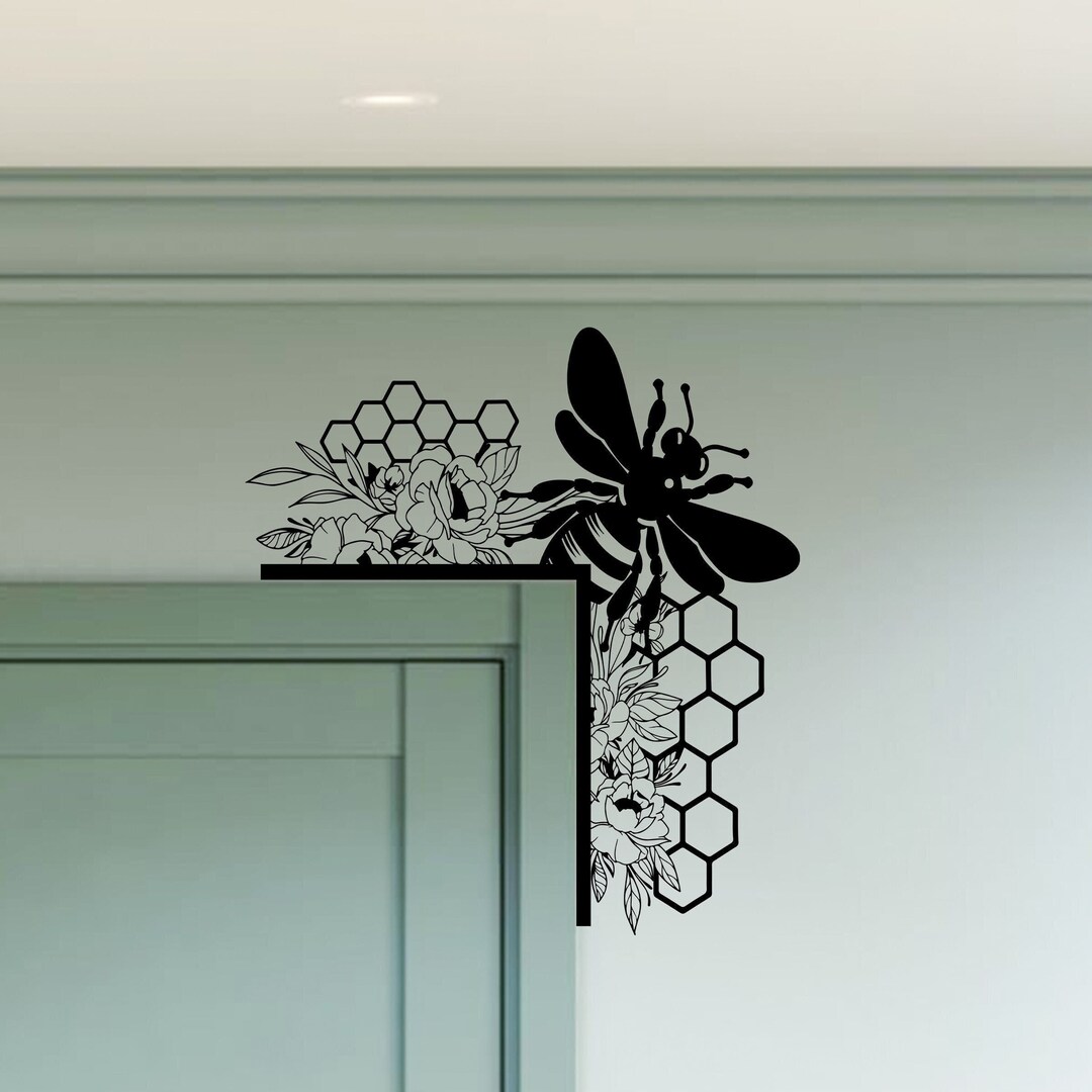 Personalized Bee Door Corner Metal Wall Art, Custom Bee Metal Sign Door ...