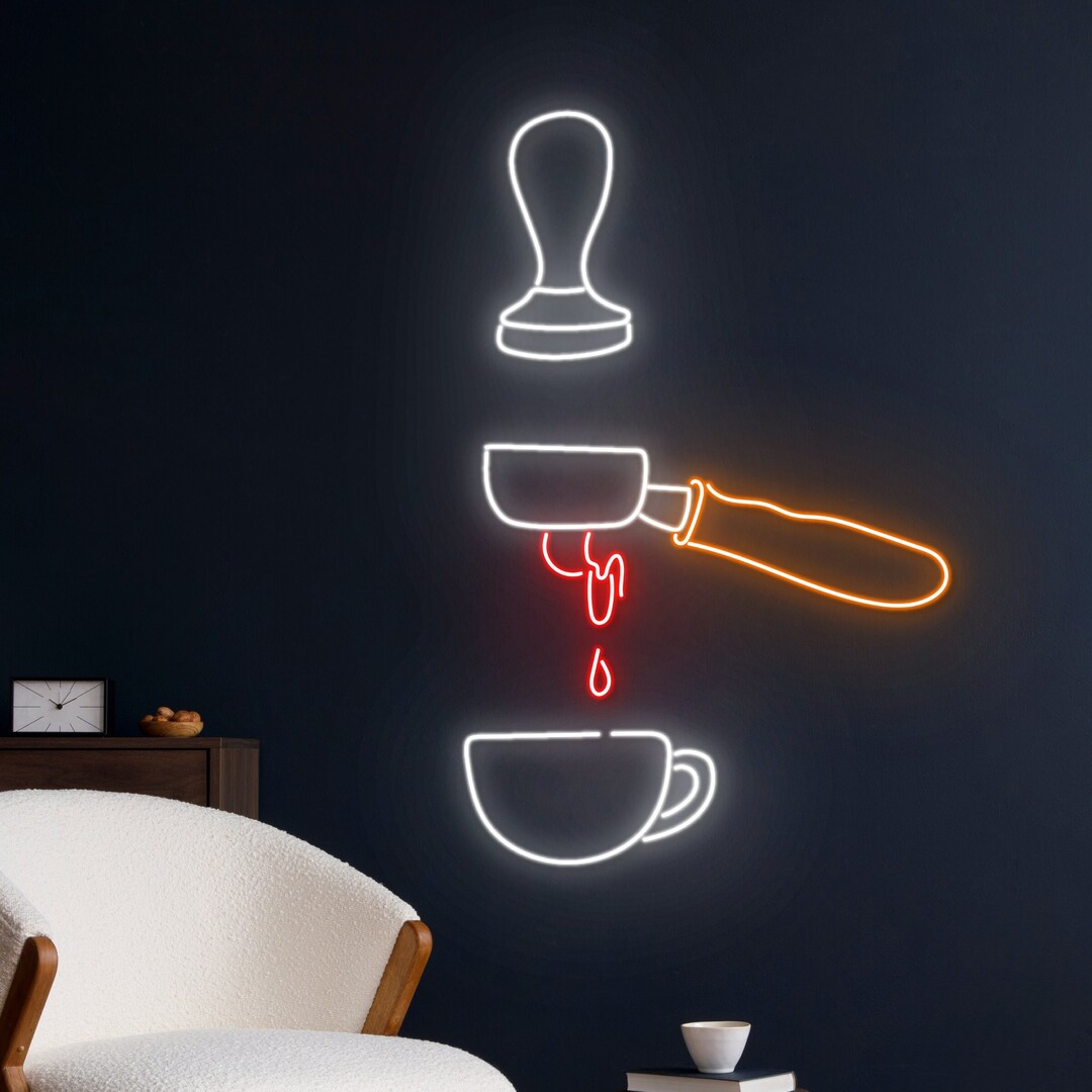 Coffee Machine Neon Sign, Coffee Cup Neon Light, Cafe LED Light, Tea ...