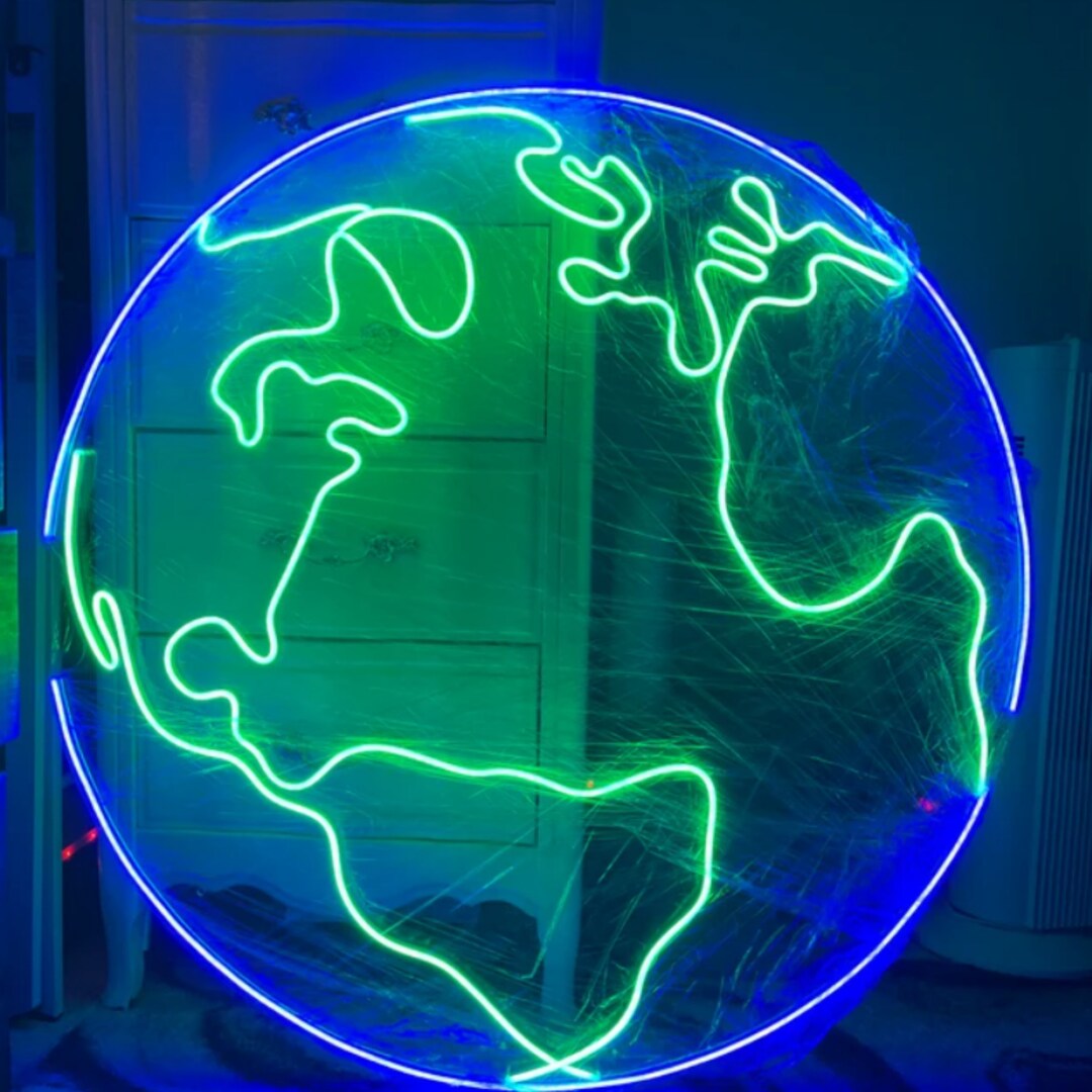 Earth Led Sign, Earth Led Sign, Wall Decor, Planet Neon Sign, Custom ...