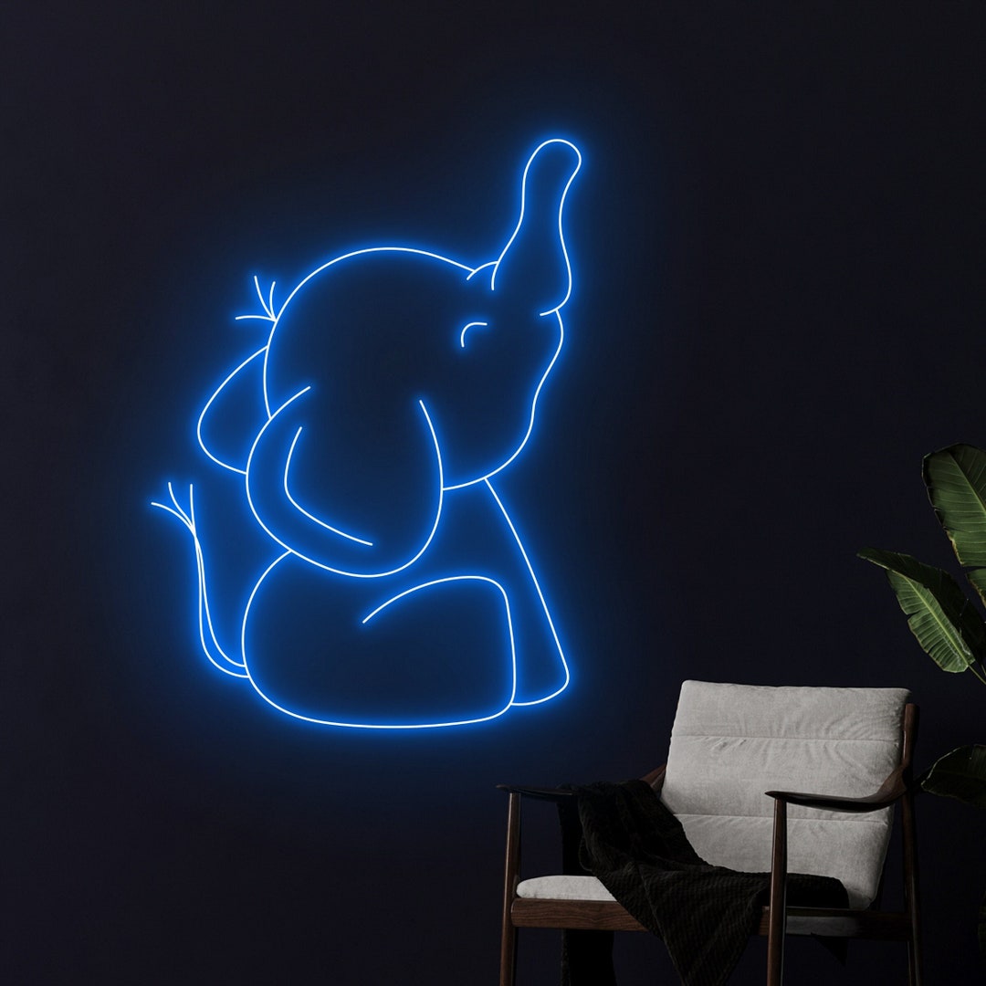 Elephant Neon Sign, Custom Elephant Neon Light, Personalized Animal ...