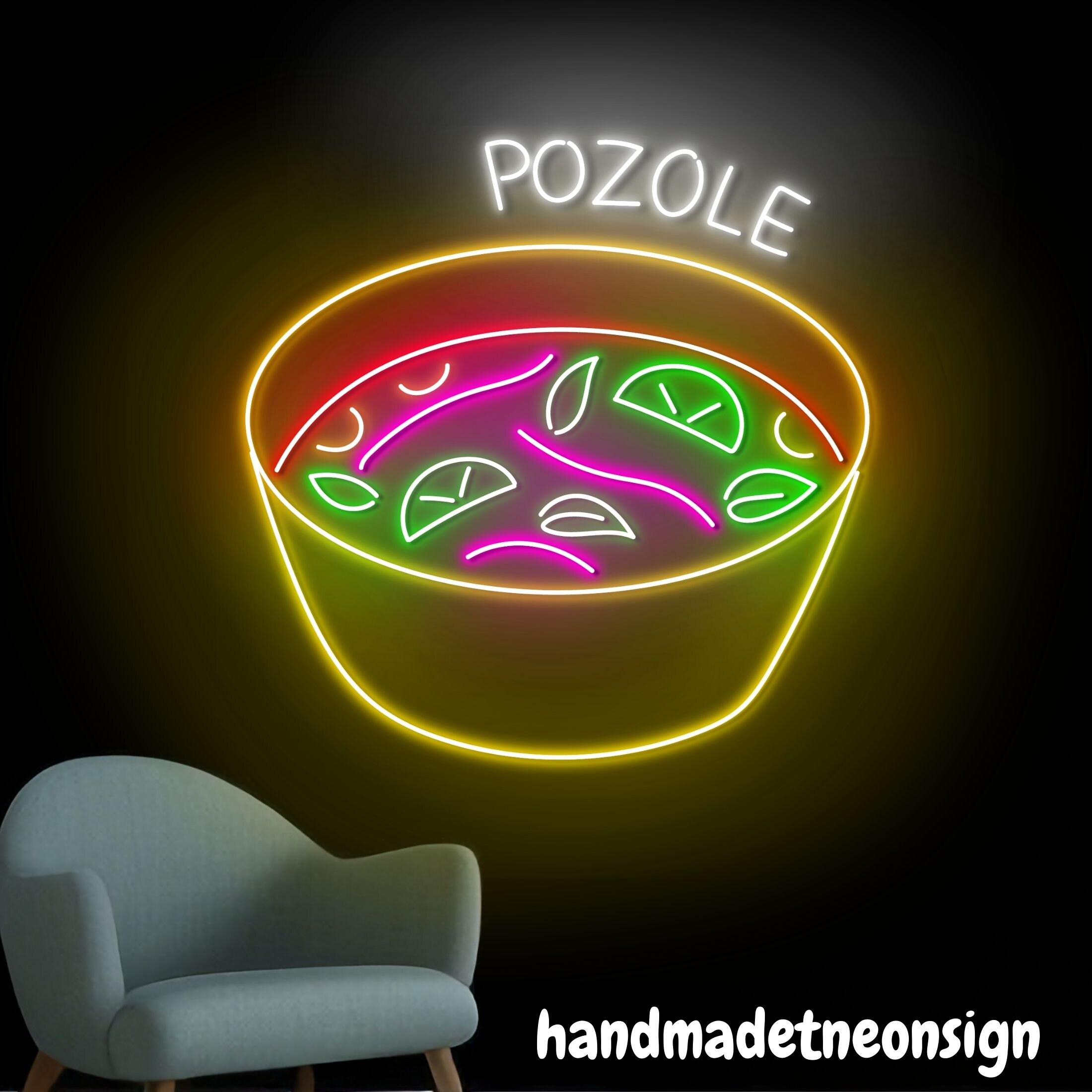 Pozole Neon Wall Sign, Pozole Led Wall Light, Mexico Food Led Wall Sign ...