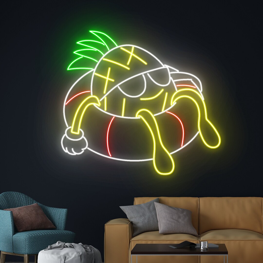 Pineapple Swimming Float Neon Sign, Pineapple LED Sign, Pineapple Neon ...