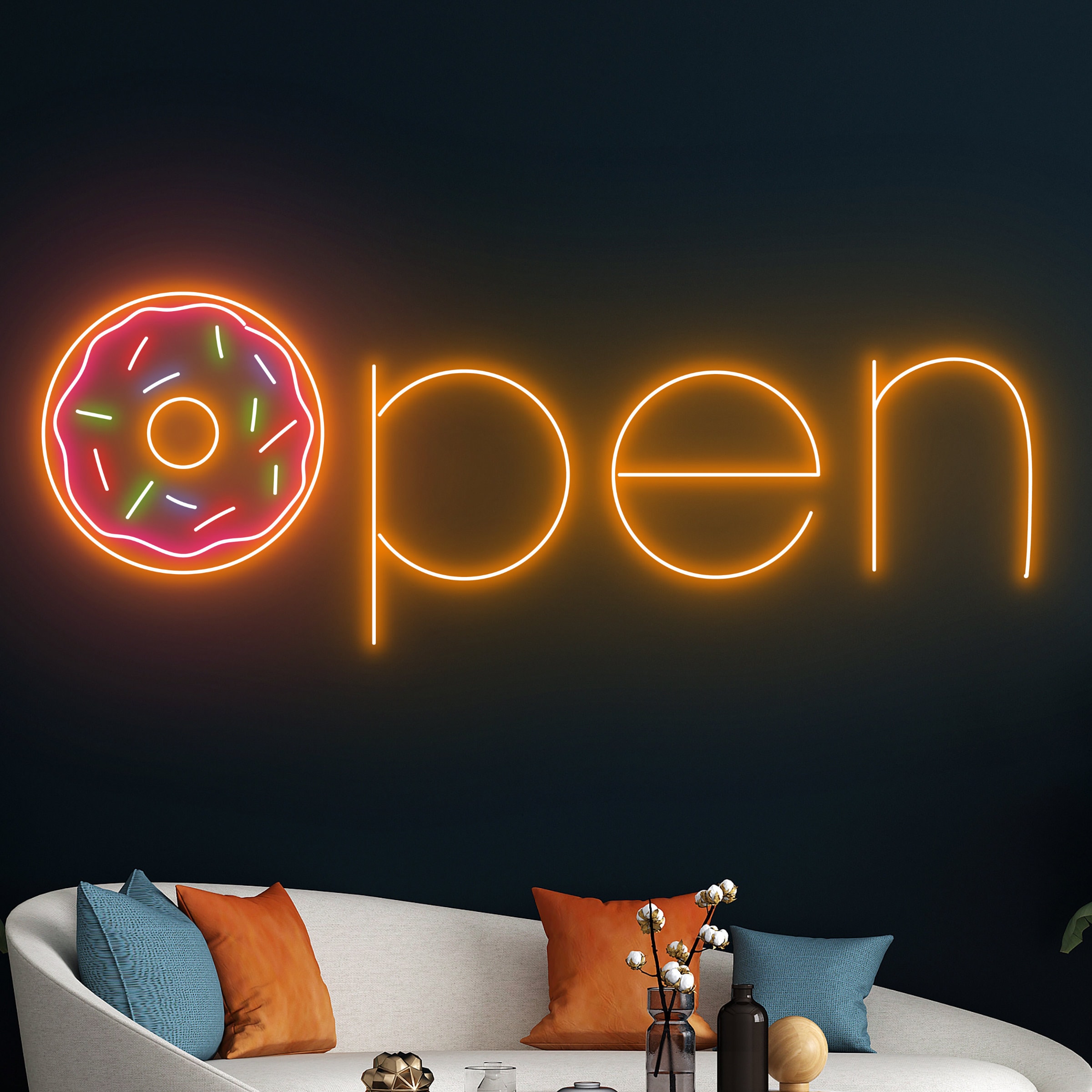 Donut Open Neon Light, Donut Sprinkled With Love Neon Sign, Sprinkle ...