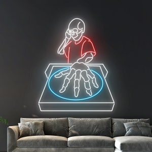Skeleton DJ Neon Sign, Skeleton DJ Neon Light, Skull Musician LED Sign ...