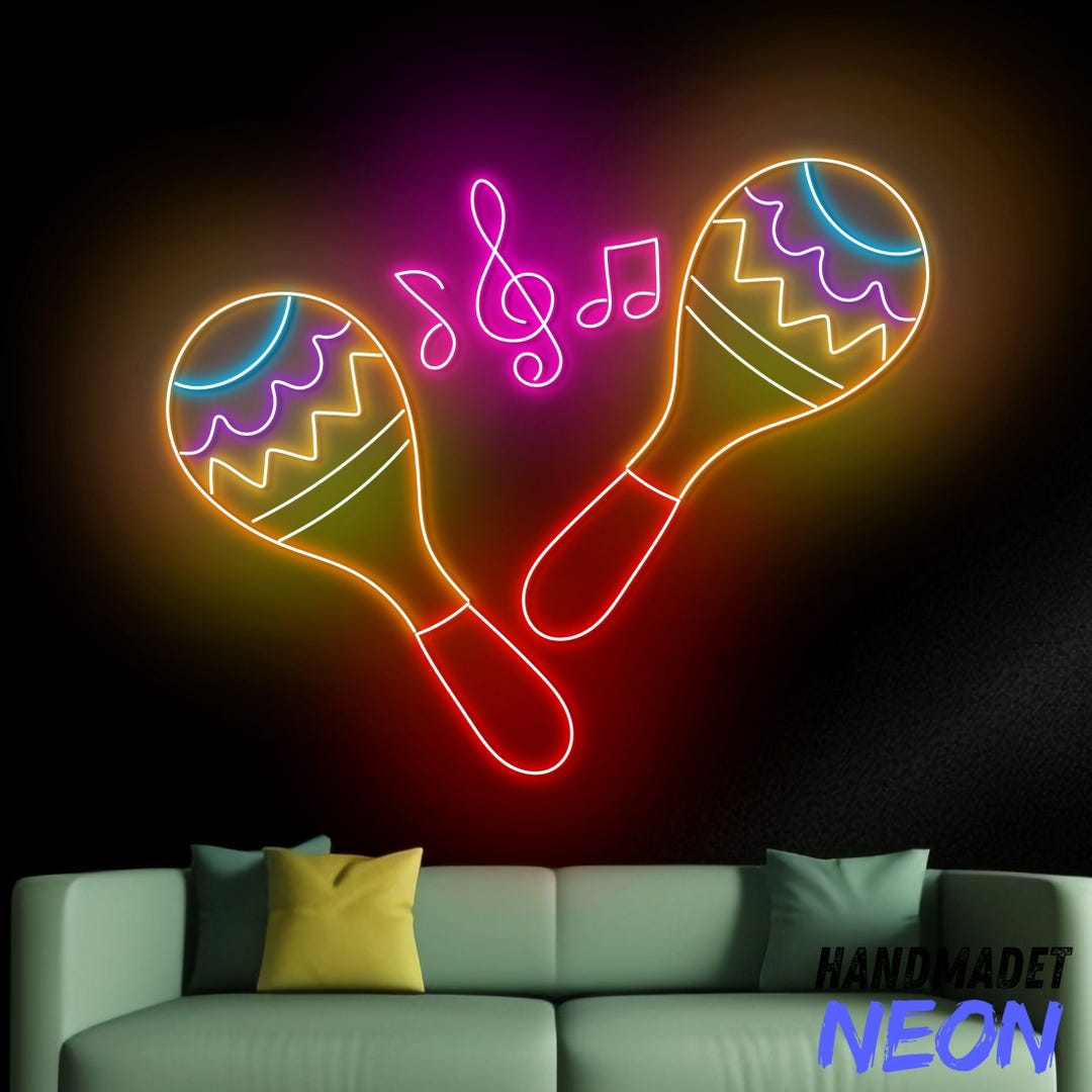 Maracas Neon Sign, Maraca Shaker Led Sign, Maracas Music Led Light ...