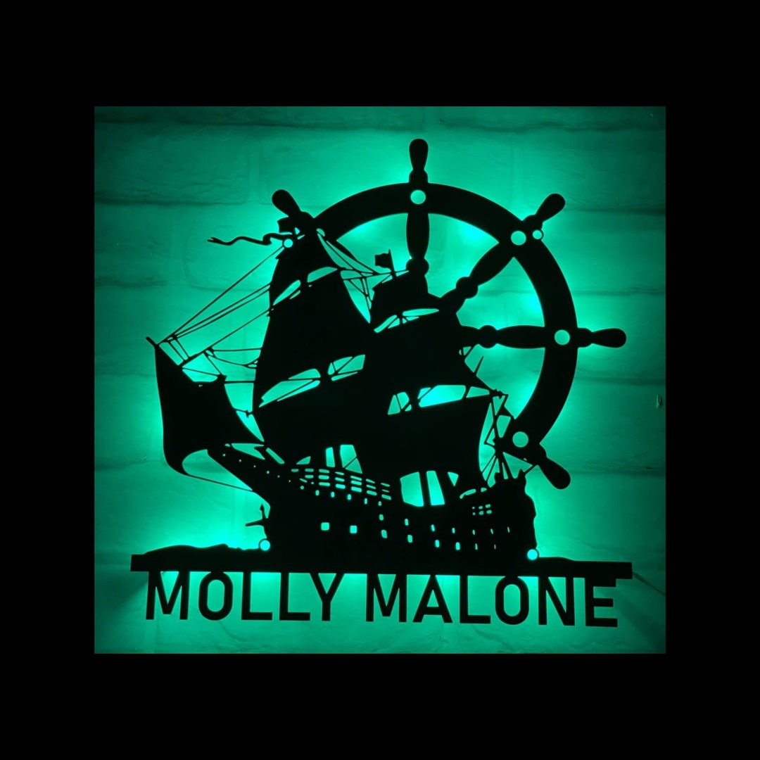 Custom Sailing Ship Metal Wall Art LED Light, Pirate Ship Metal Sign ...