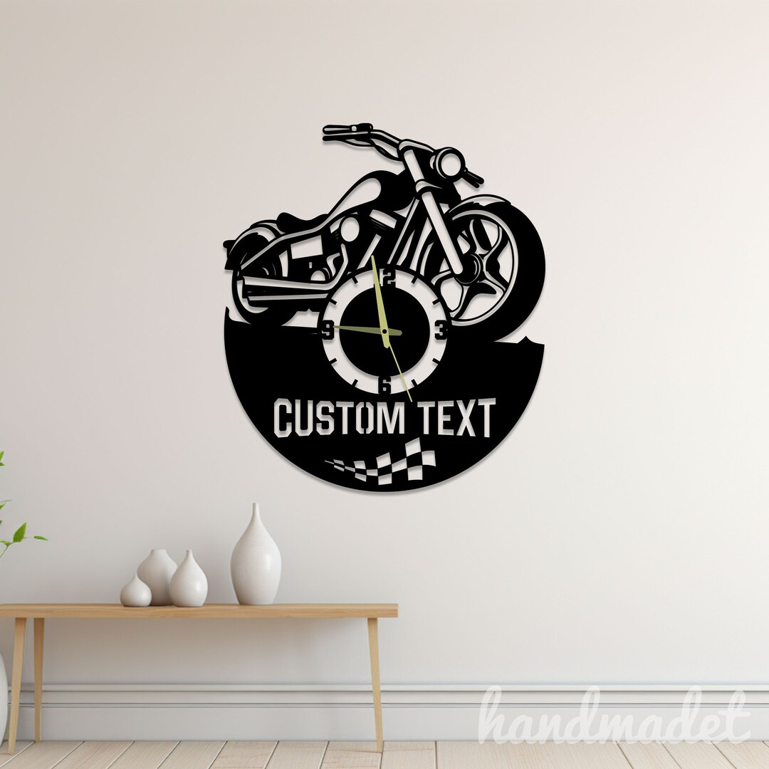 Custom Motorcycle Wall Clock Unique, Bike Year Date Round Wall Clock ...