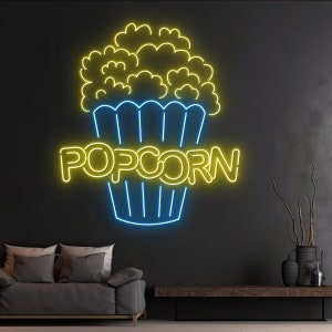 Custom Popcorn Neon Light, Pop Corn Led Light, Movie Theater Neon Sign ...