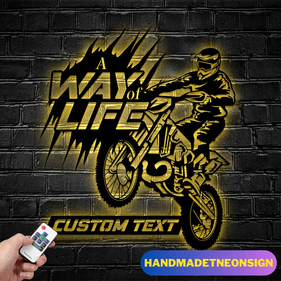 Custom Motocross Biker Metal Wall Art LED Light - Personalized Dirt ...