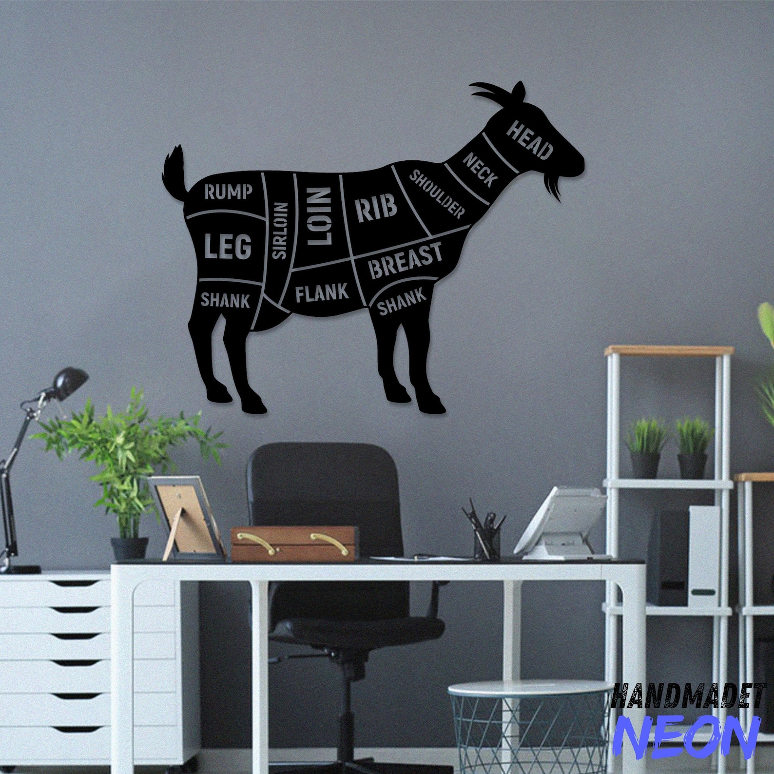 Personalized Goat Butcher Shop Metal Sign, Goat Cuts Metal Light, Goat ...