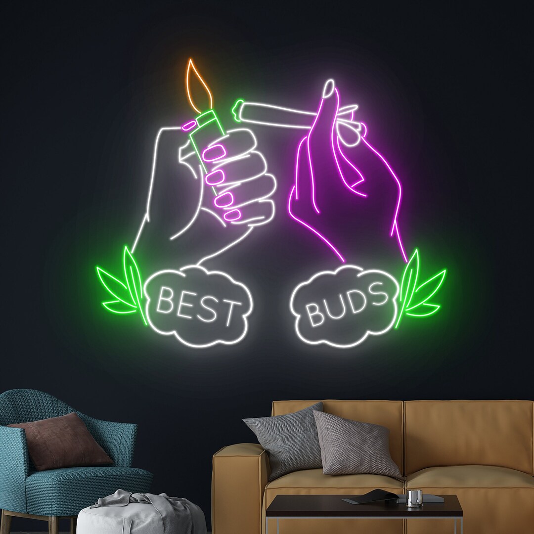 Best Buds Weed Neon Sign, Weed Leaf Neon Light, Weed Leaves Led Light ...