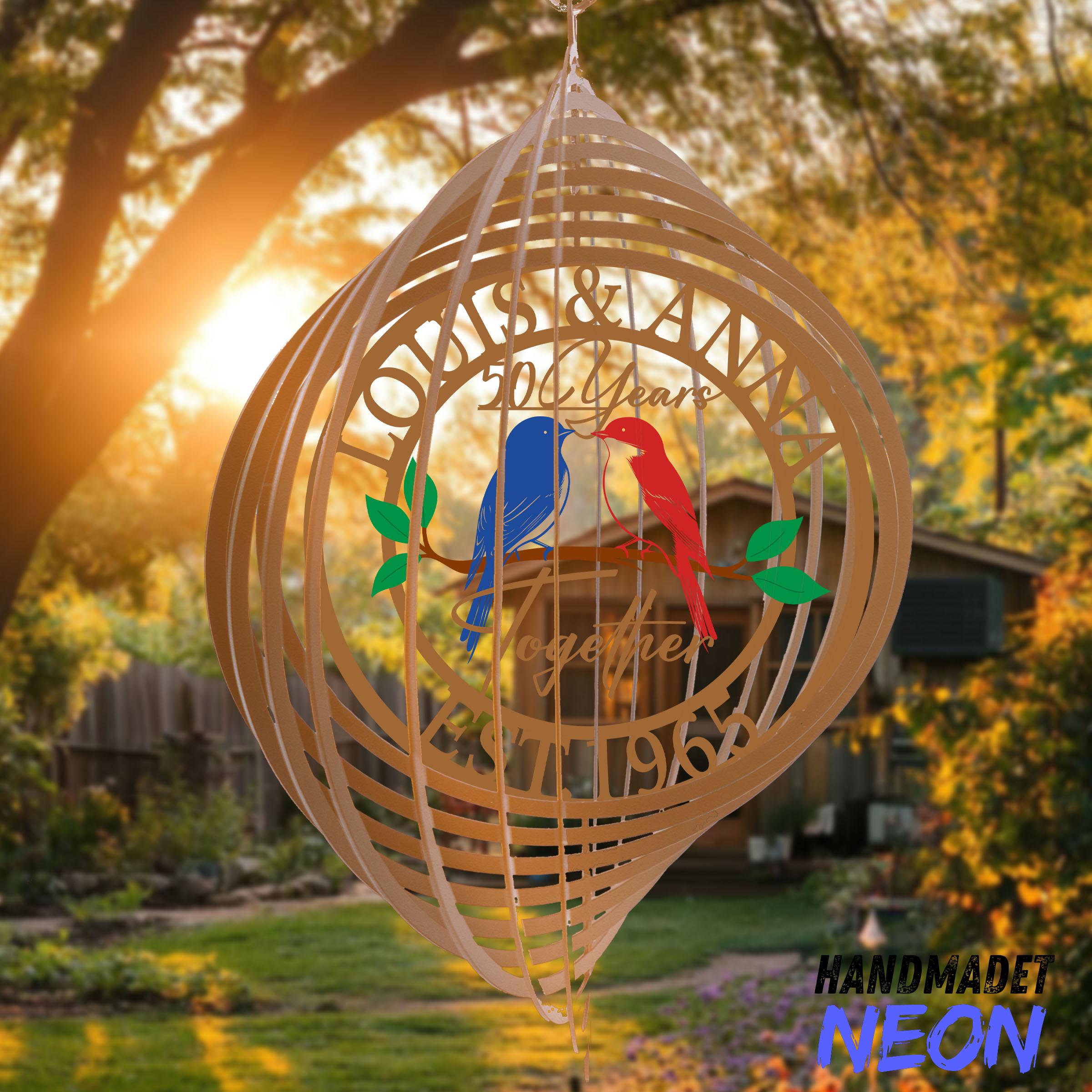 Personalized 50th Anniversary Wind Spinner, Custom Couple Metal Wind ...
