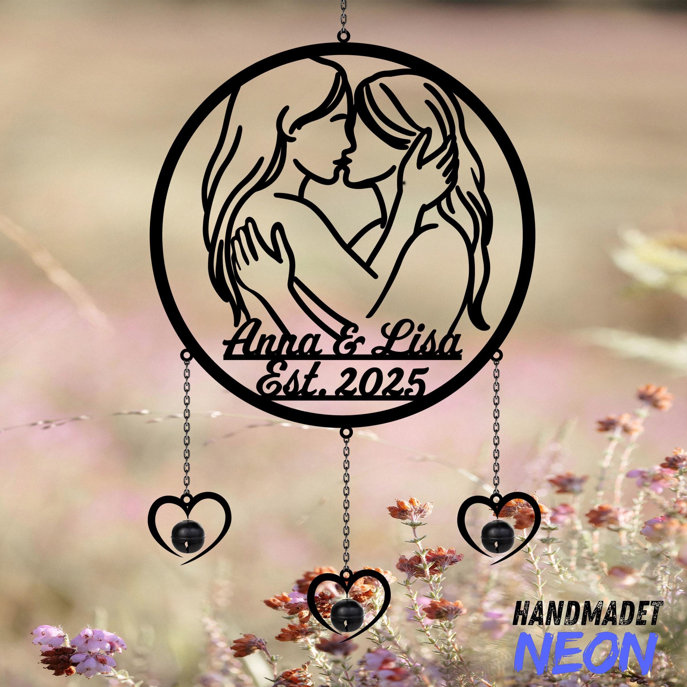 Personalized Lesbian Couple Wind Chimes Rattle - Custom Lesbian Couple ...