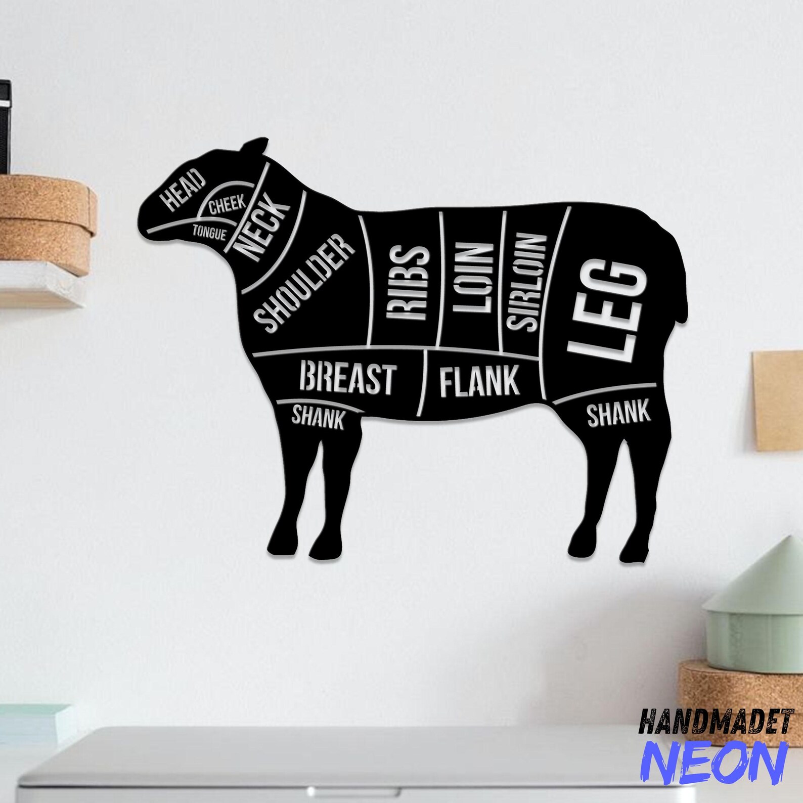 Personalized Lamb Butcher Shop Metal Sign, Lamb Cuts Metal Light, Lamb ...